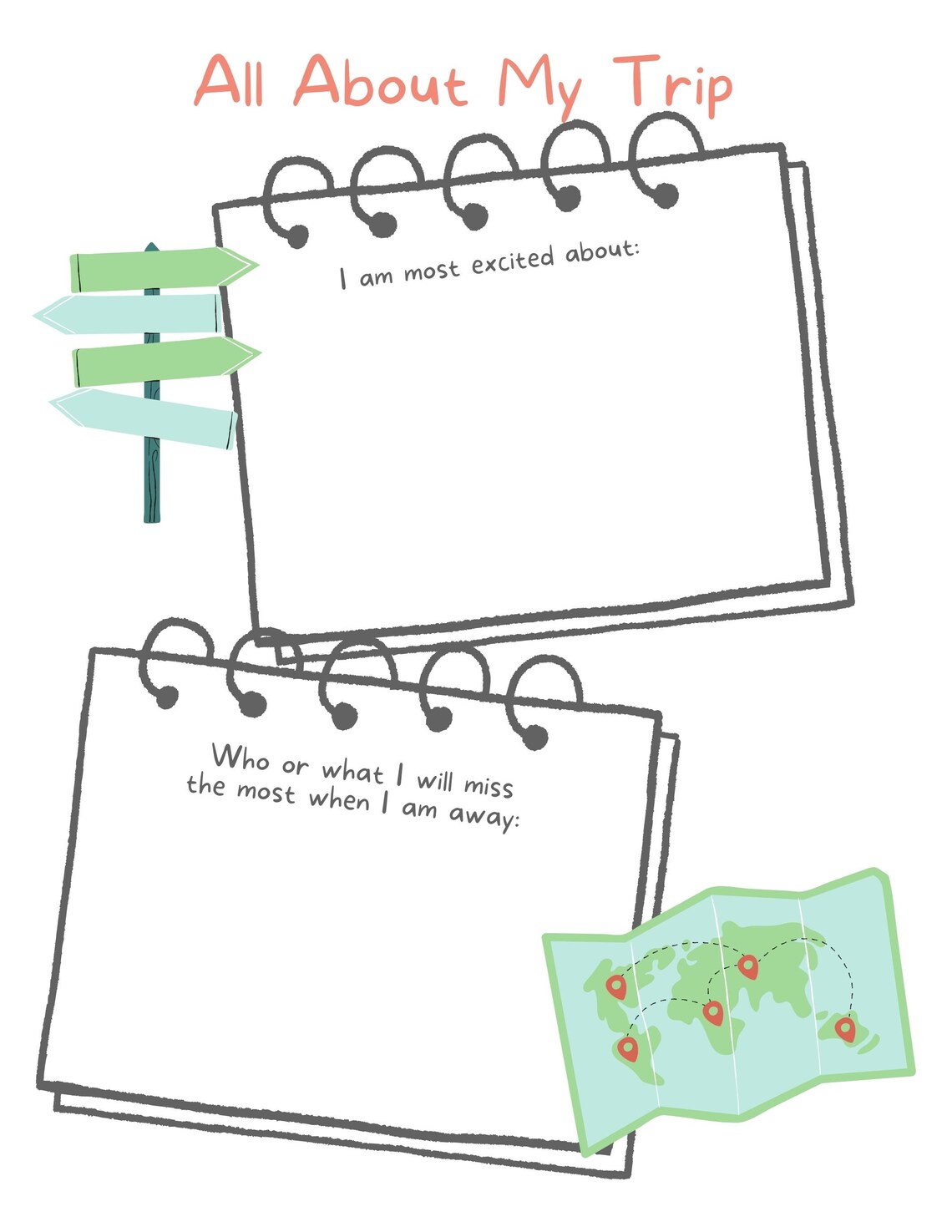 Road Trip Journal Pages for Kids - Etsy