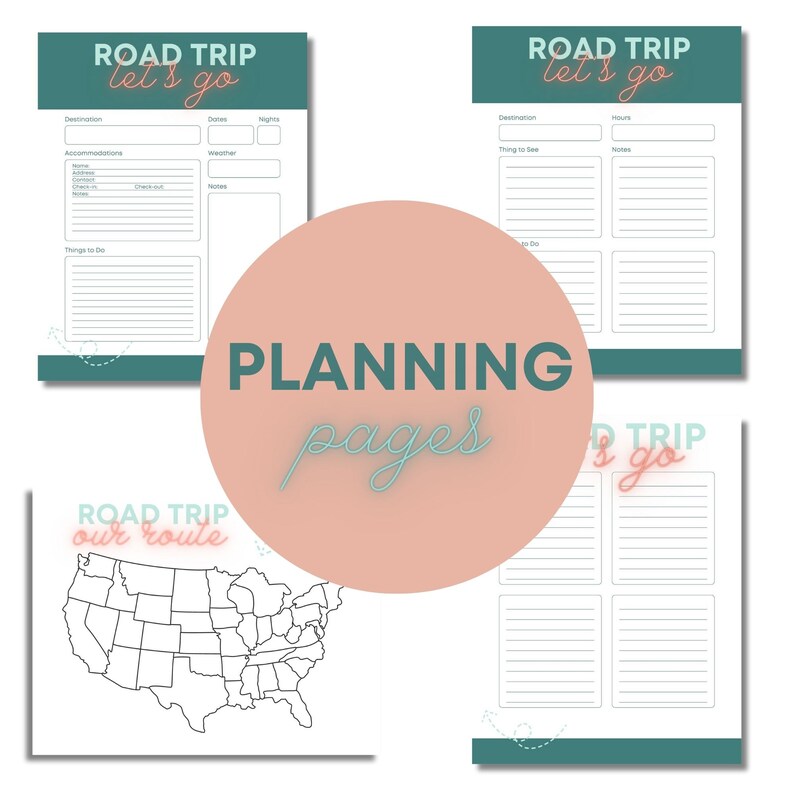 Road Trip Planner and Journal Pages - Etsy