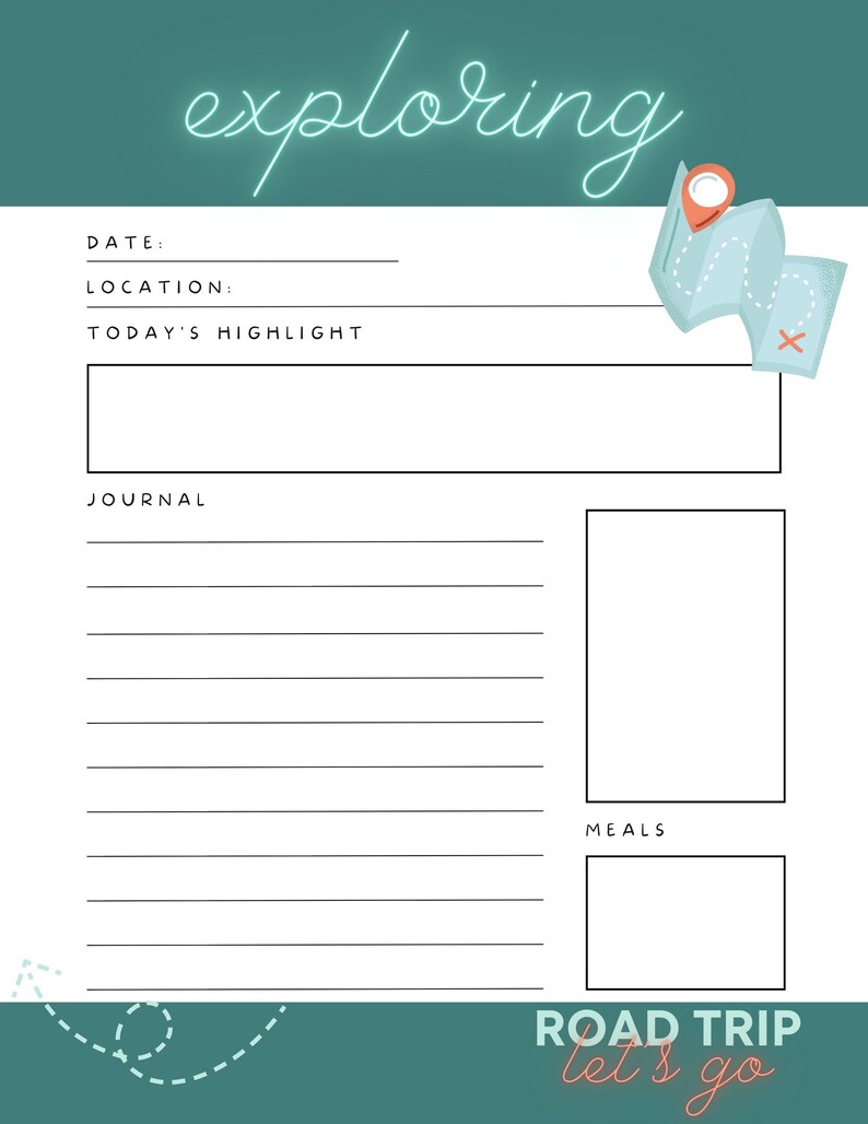 Road Trip Planner and Journal Pages - Etsy