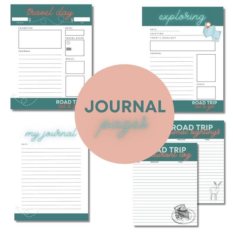 Road Trip Planner and Journal Pages - Etsy