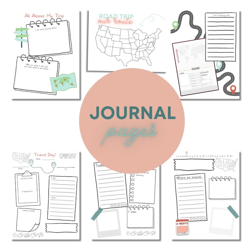 Road Trip Journal Pages for Kids - Etsy