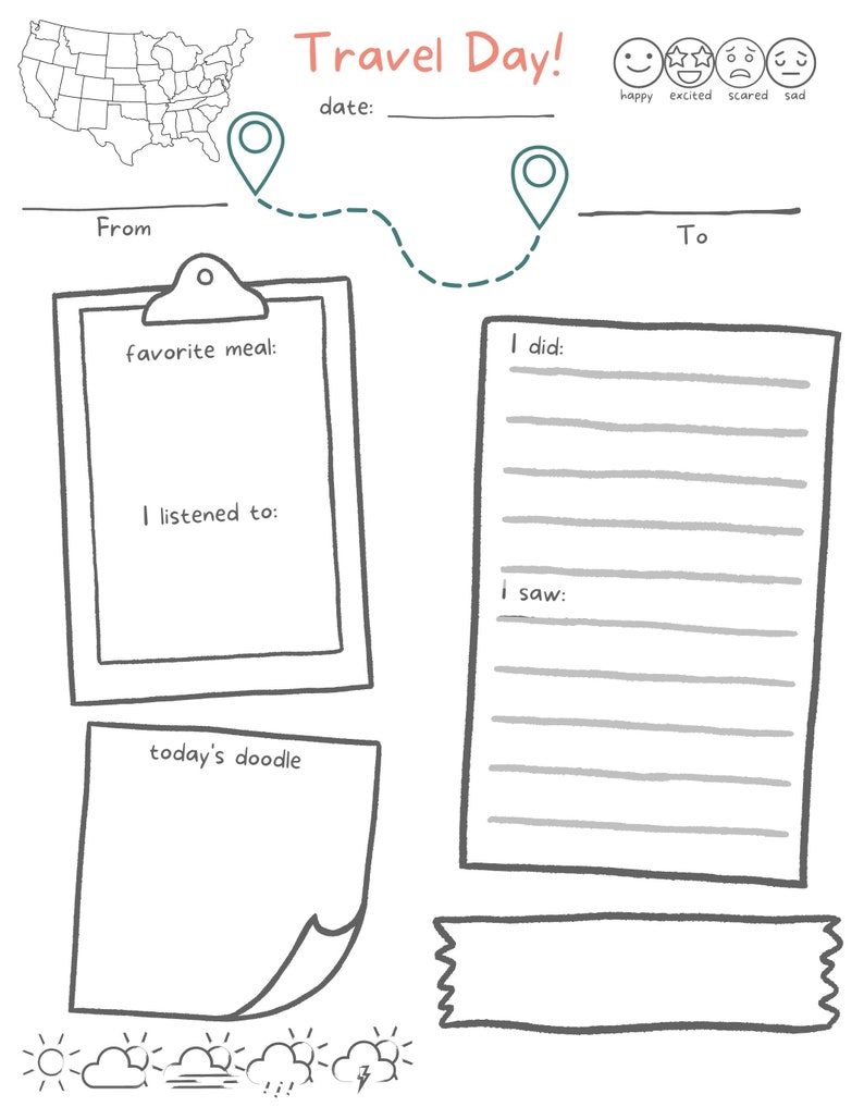 Road Trip Journal Pages for Kids - Etsy