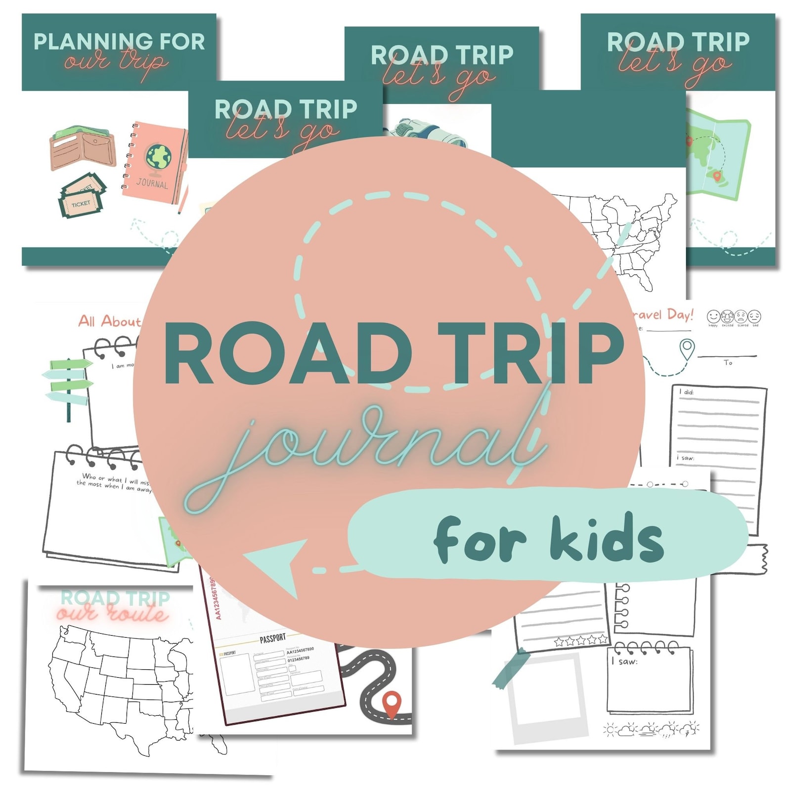 Road Trip Journal Pages for Kids - Etsy