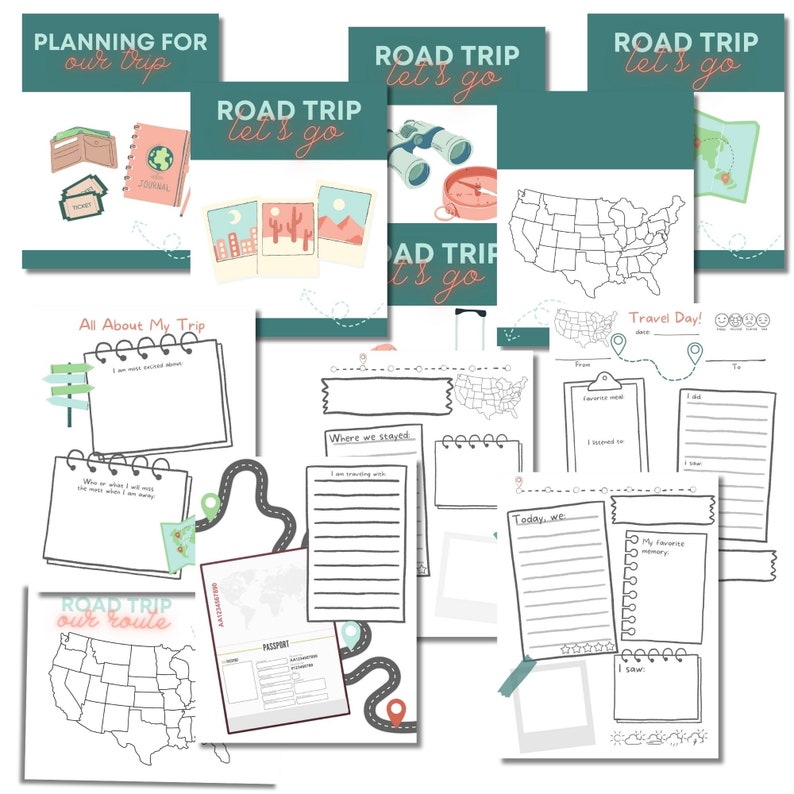 Road Trip Journal Pages for Kids - Etsy