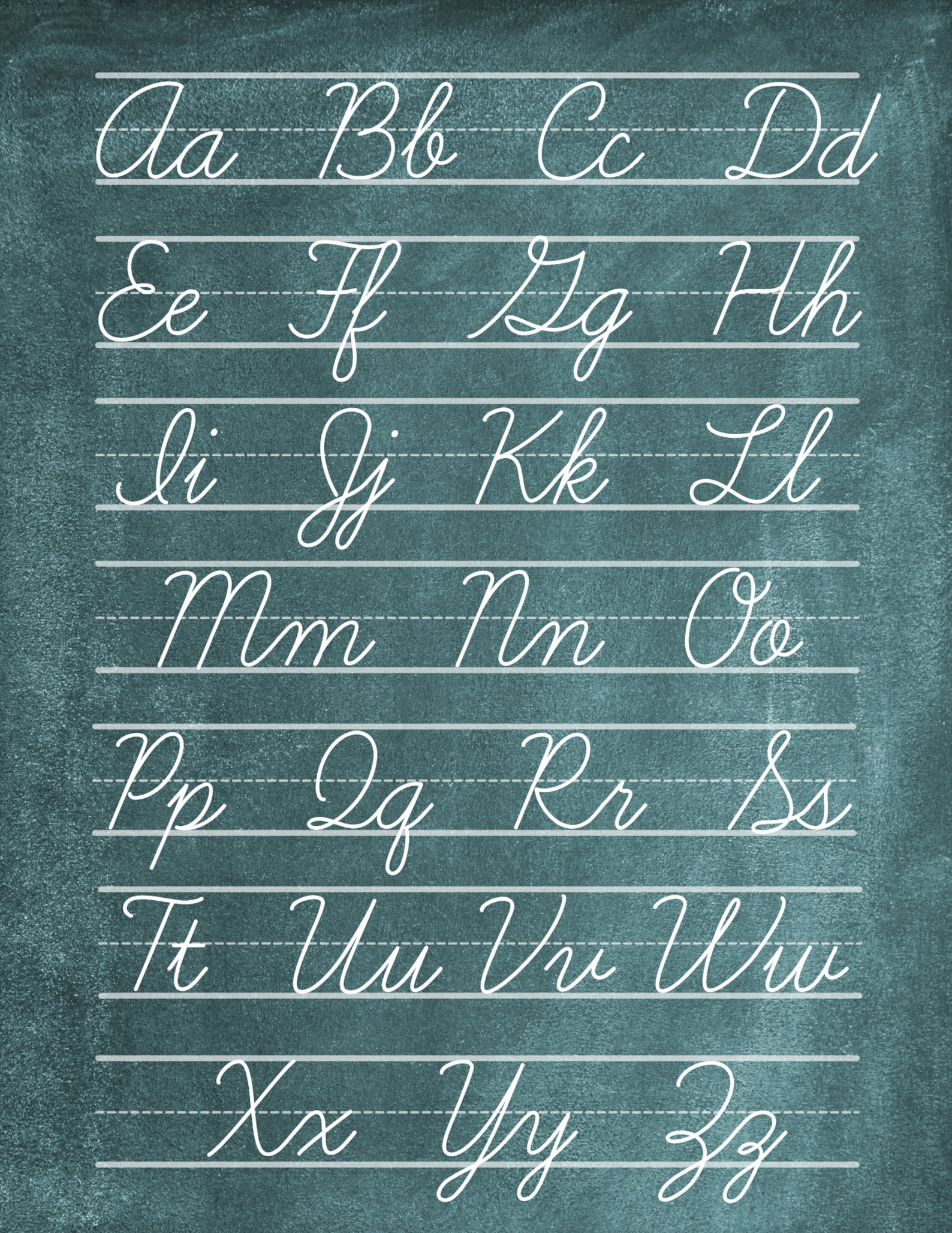 Cursive Alphabet Poster - Etsy