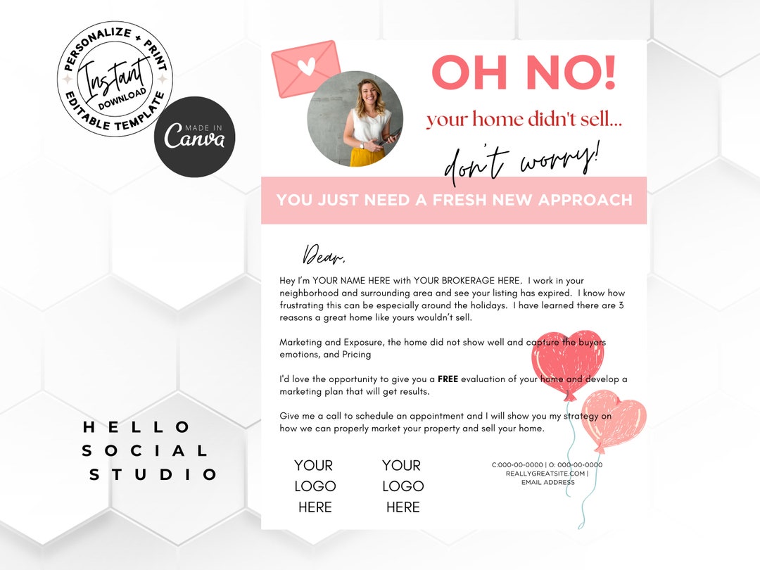 Expired Listing Letter, Prospecting Letter, Realtor Farming, Real ...