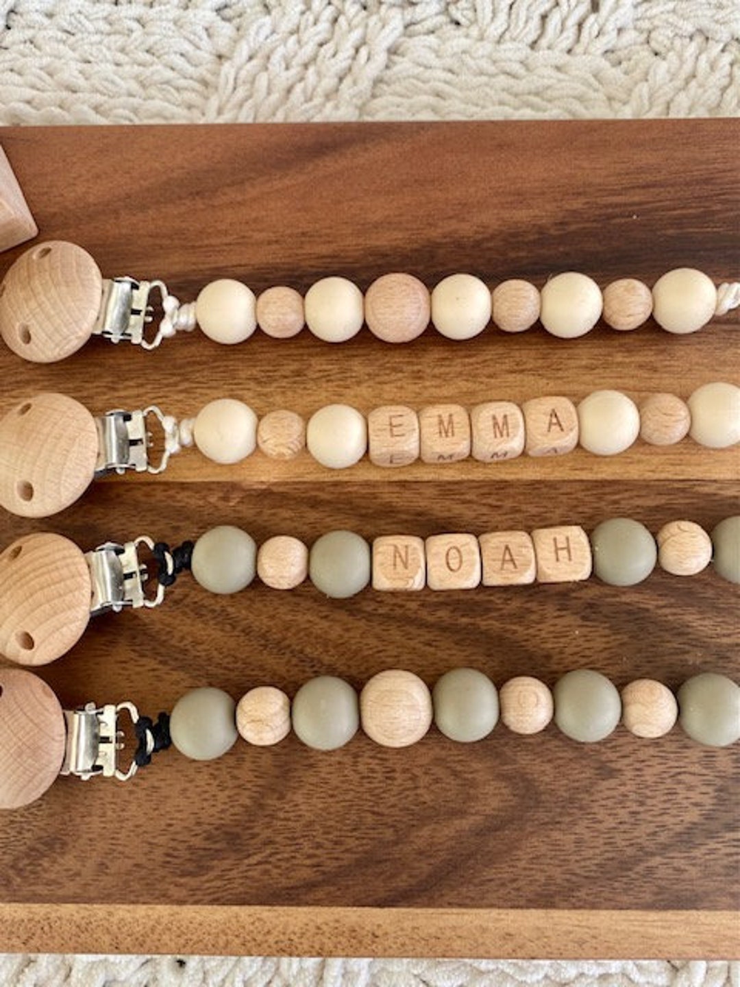 Personalized Boho Pacifier Clip: Beechwood Baby Name Gift - Etsy