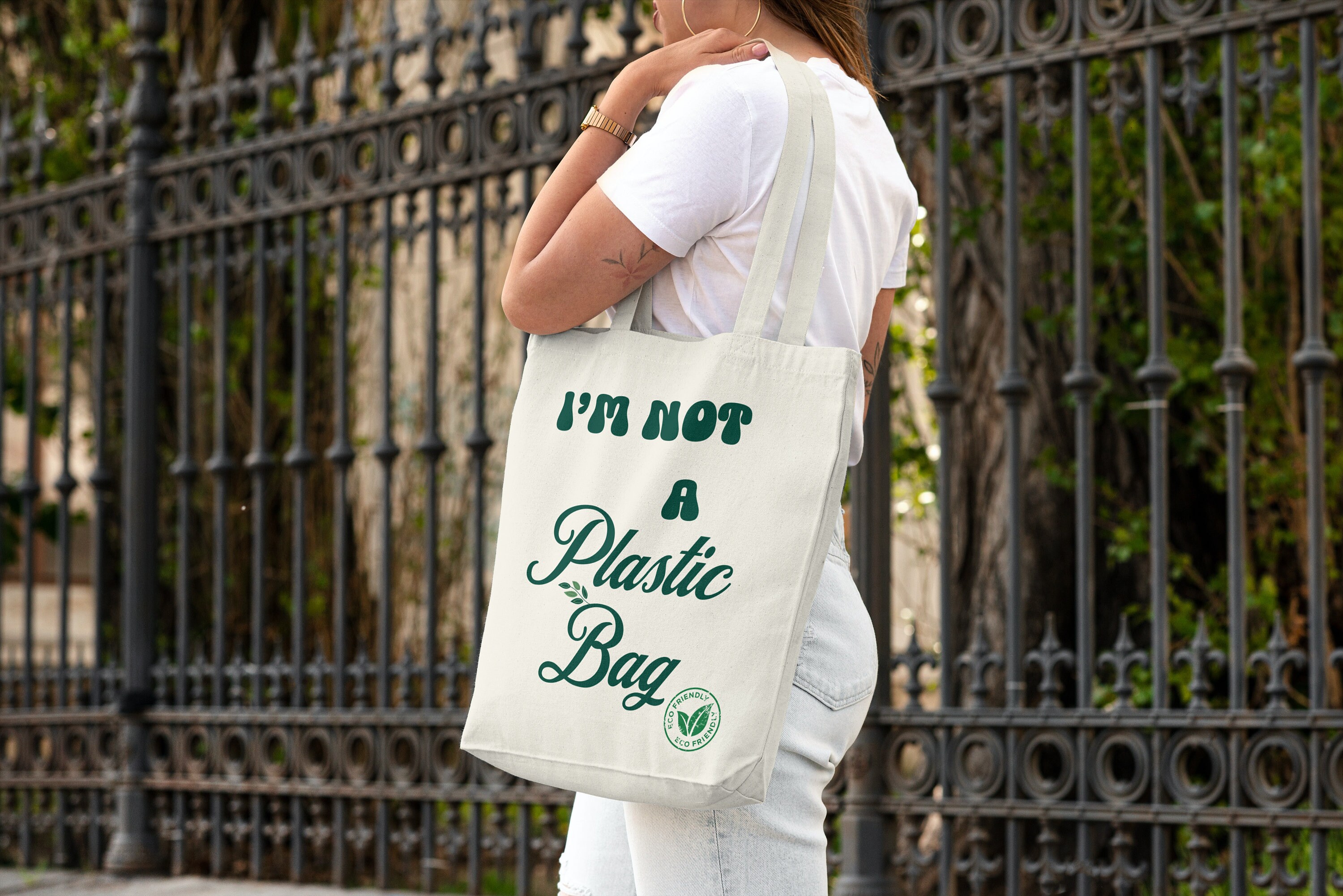 I Am Not a Plastic Bag Organic Canvas Tote Bag, Reusable Shopping Bag ...