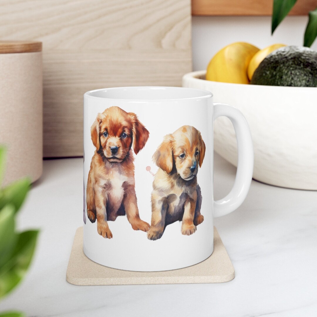 Puppy Mug 11oz Dogs Illustration Mug Office Mug Mug for Dog - Etsy