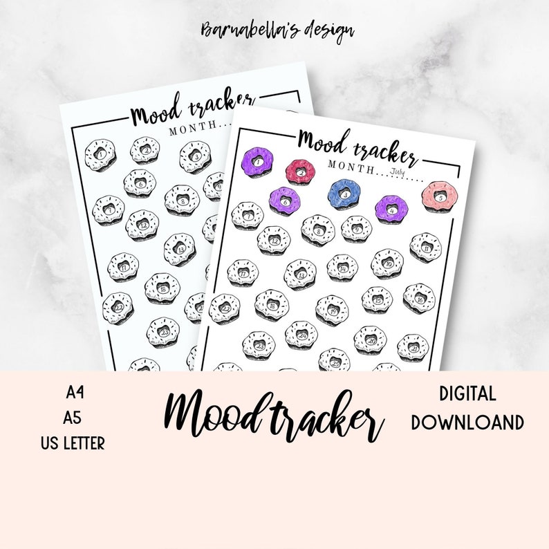 Mood Tracker Donut, Mood Tracker Printable, Mood Chart, Mood Chart ...