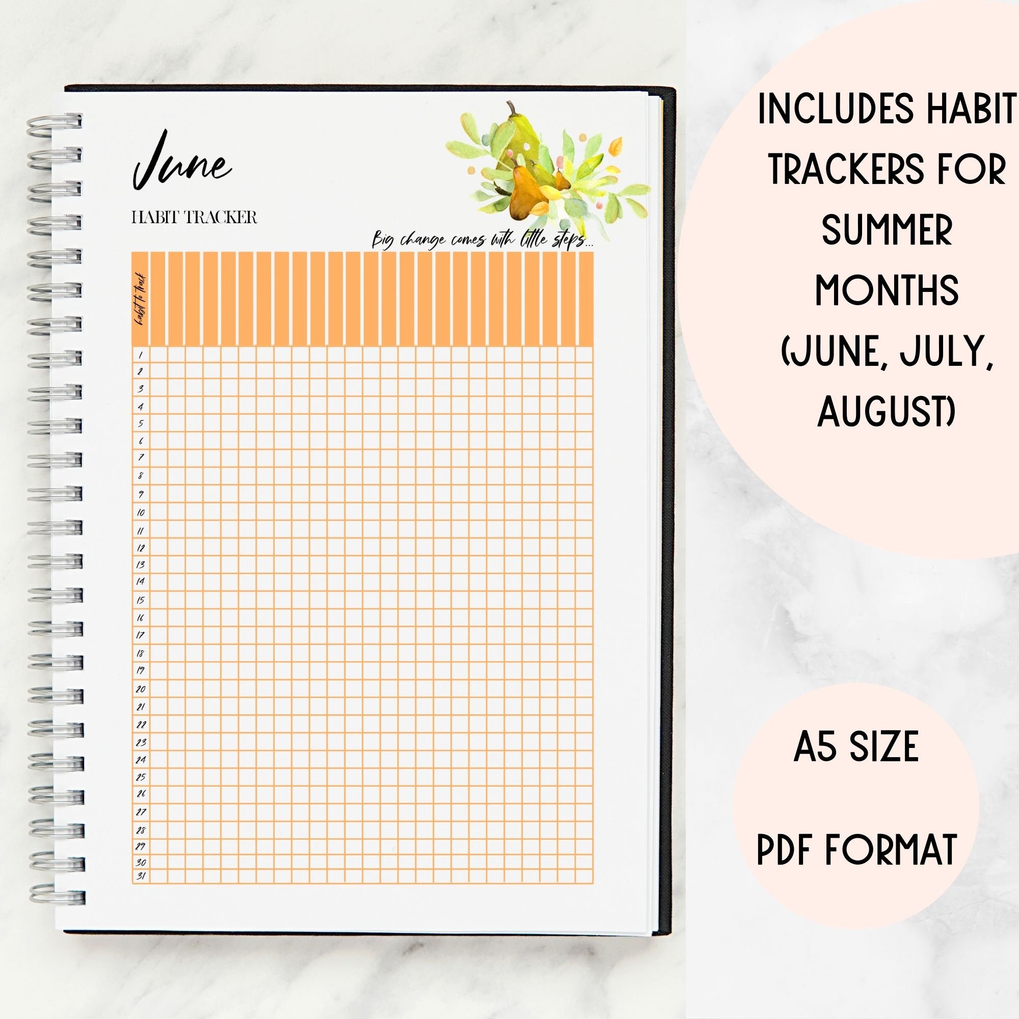 Habit Tracker for Summer A5 Printable Habit Tracker - Etsy