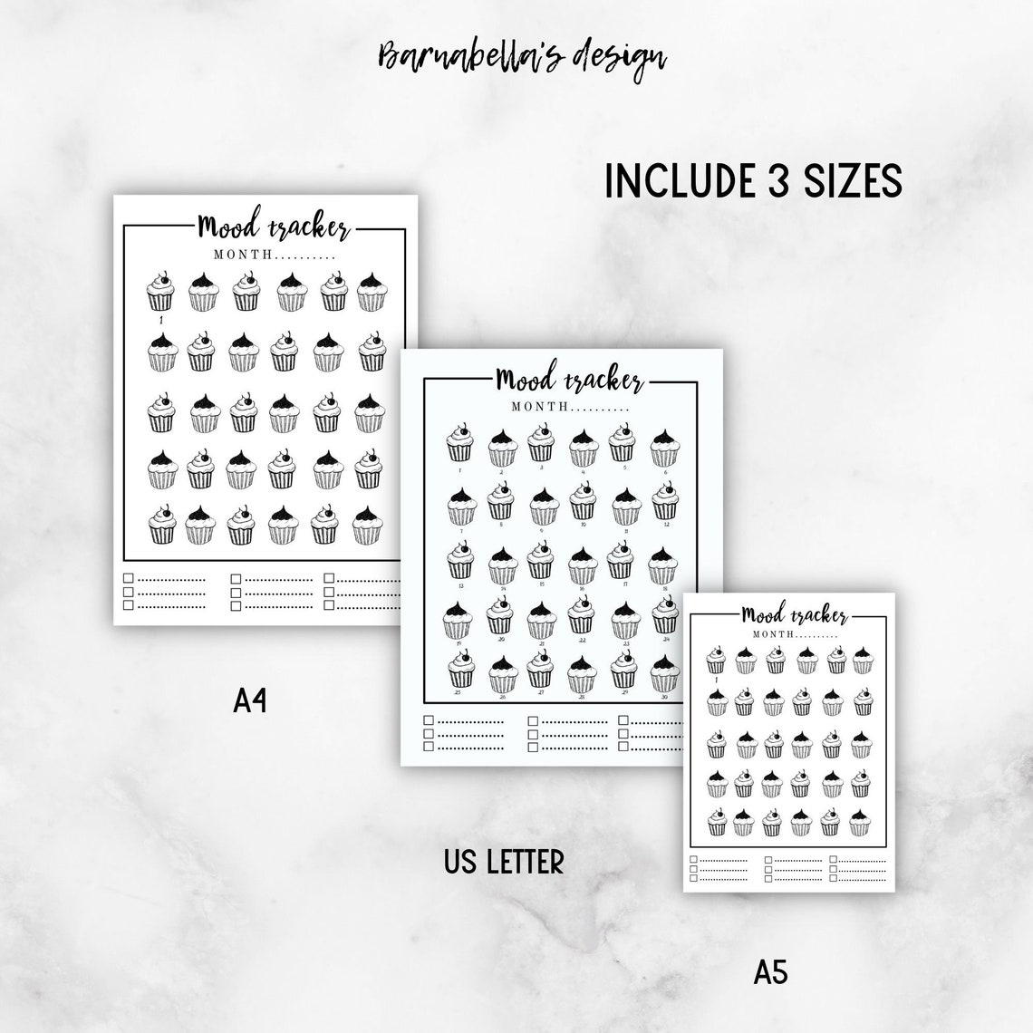 Mood Tracker Cupcakes, Mood Tracker Printable, Mood Chart, Mood Chart ...