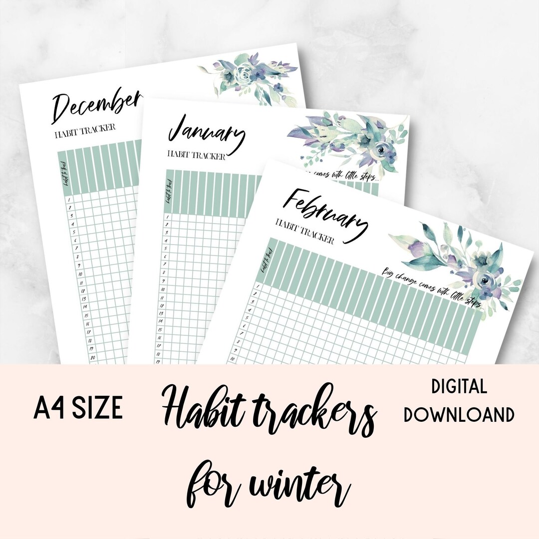 Habit Tracker for Winter, A4 Printable Habit Tracker, Initiative ...