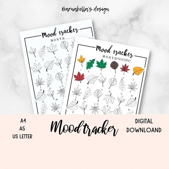 Mood Tracker Leaves Mood Tracker Printable Mood Chart Mood - Etsy