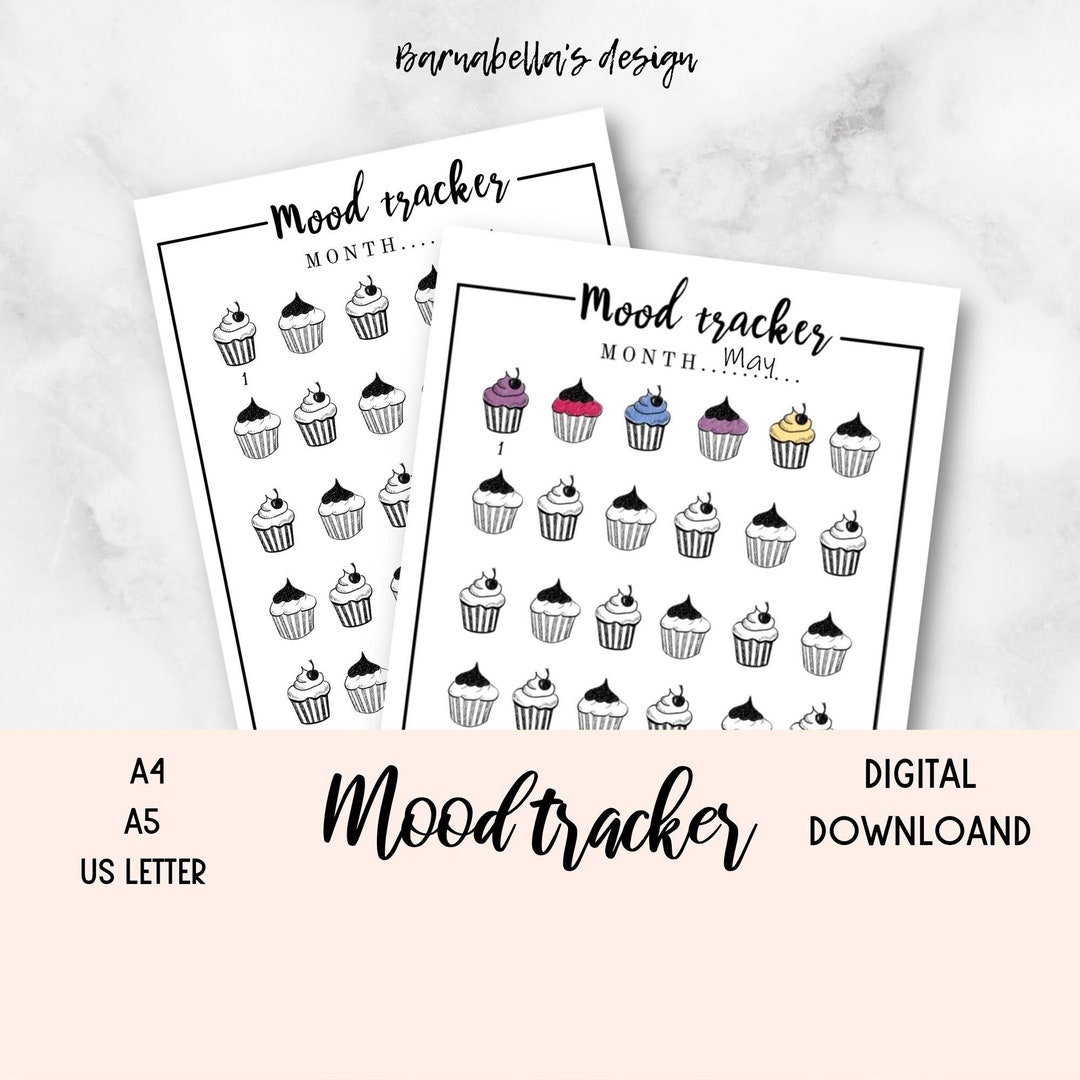 Mood Tracker Cupcakes, Mood Tracker Printable, Mood Chart, Mood Chart ...