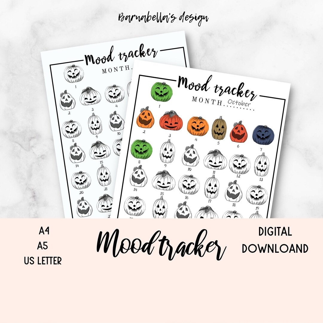 Mood Tracker Happy Pumkins, Mood Tracker, Mood Tracker Printable, Mood ...