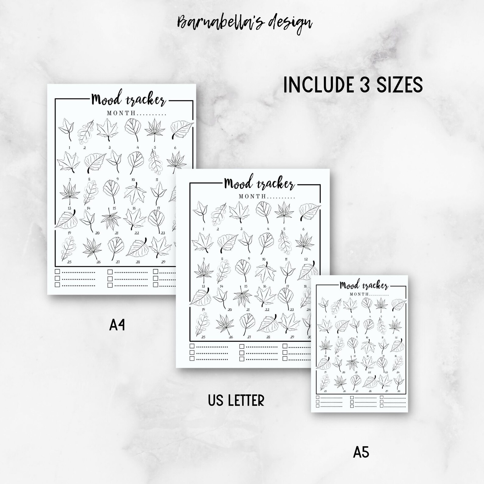 Mood Tracker Leaves, Mood Tracker Printable, Mood Chart, Mood Chart ...