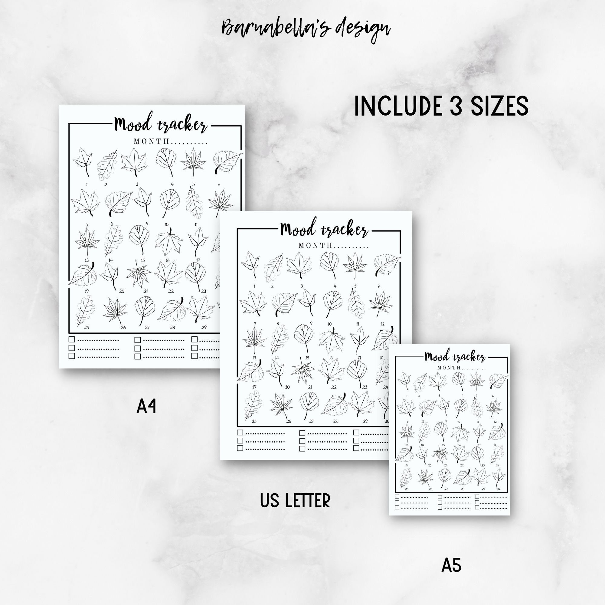 Mood Tracker Leaves, Mood Tracker Printable, Mood Chart, Mood Chart ...