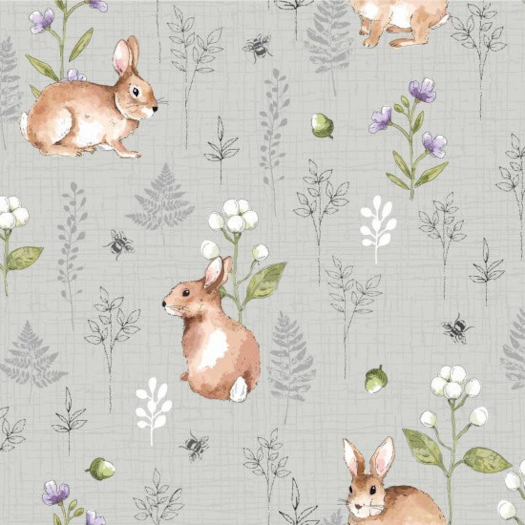 Woodland Rabbits - per Half Metre - Nutex - Woodland Collection - 100% ...