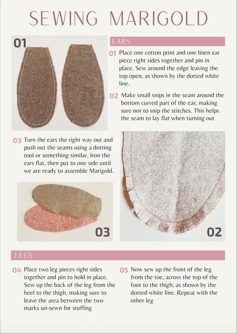 Marigold Bunny Sewing Patten & Instruction Booklet - Etsy