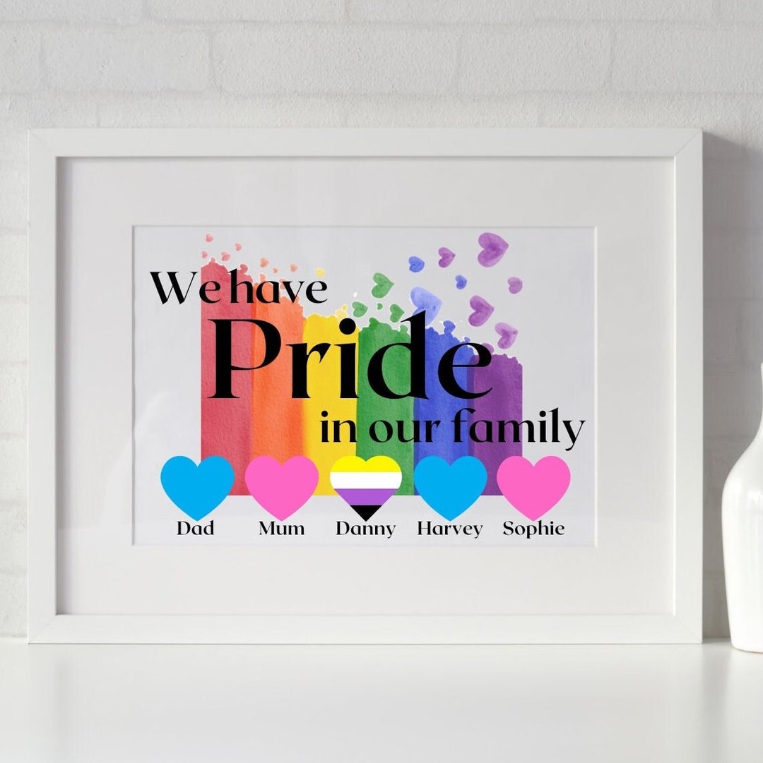 Personalised Family Print, Custom Pride Print, Rainbow Print, New Home ...