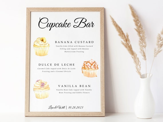 Cupcake Sign Template customizable Cupcake Wedding Sign - Etsy