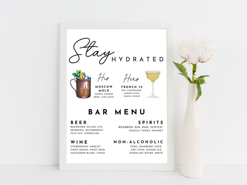 Plantilla de letrero de barra personalizable bebida - Etsy México