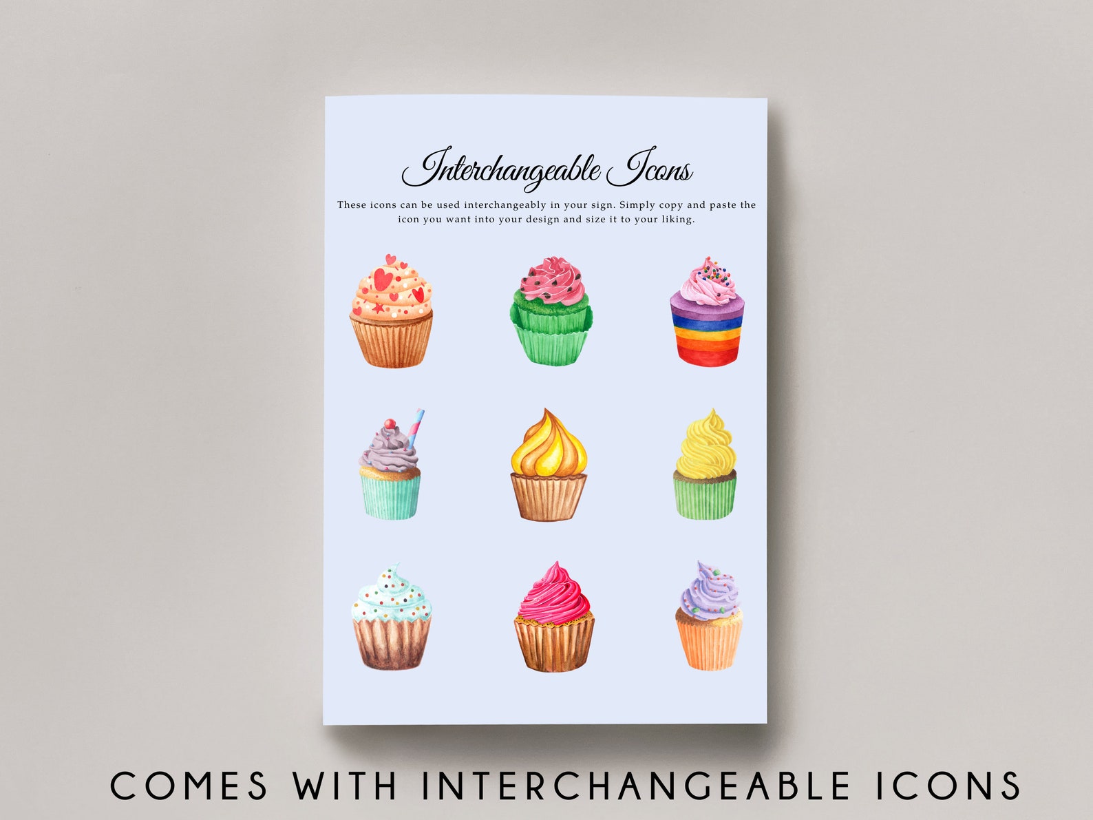 Cupcake Sign Template customizable Cupcake Wedding Sign - Etsy