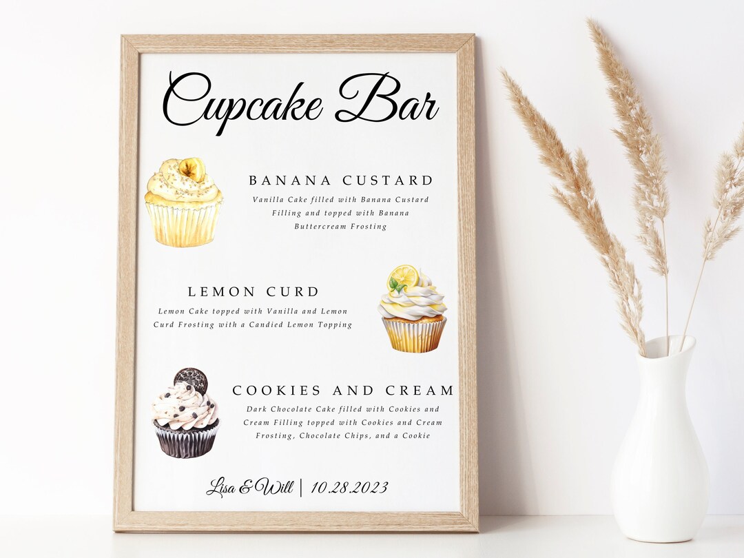 Cupcake Sign Template customizable, Cupcake Wedding Sign, Cupcake ...