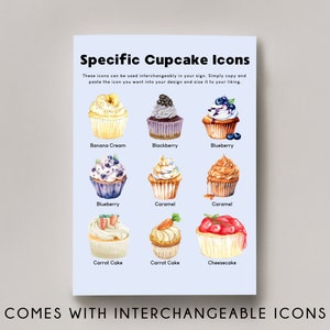 Cupcake Sign Template (customizable, Cupcake Wedding Sign, Cupcake ...