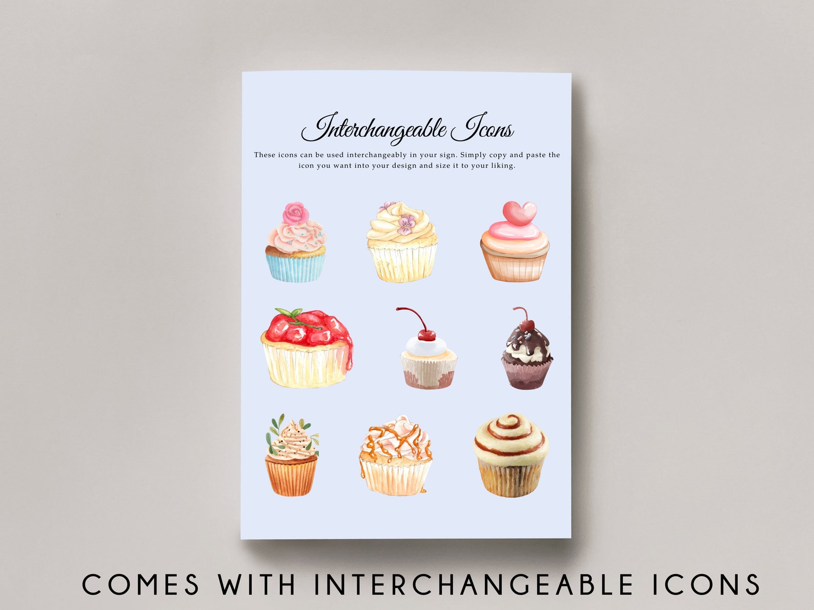 Cupcake Sign Template customizable Cupcake Wedding Sign - Etsy