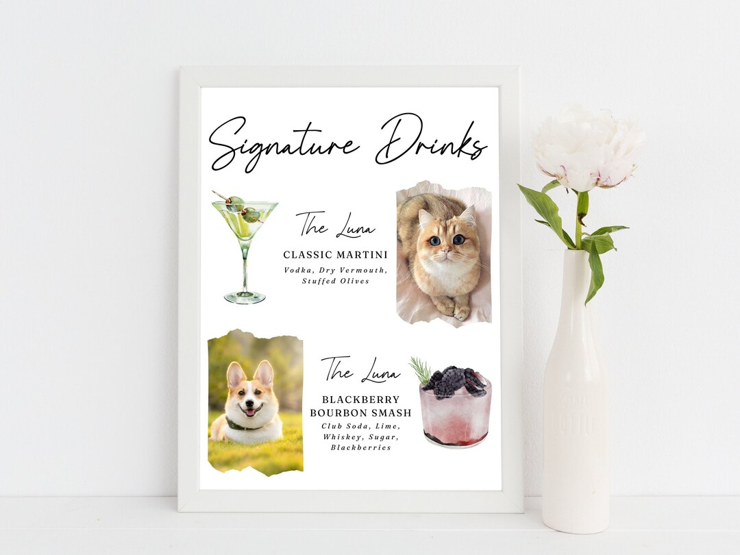 Bar Sign Template (customizable, Pet Signature Drink, Dog Cat Bar Sign ...