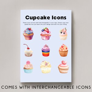 Cupcake Sign Template (customizable, Cupcake Wedding Sign, Cupcake ...