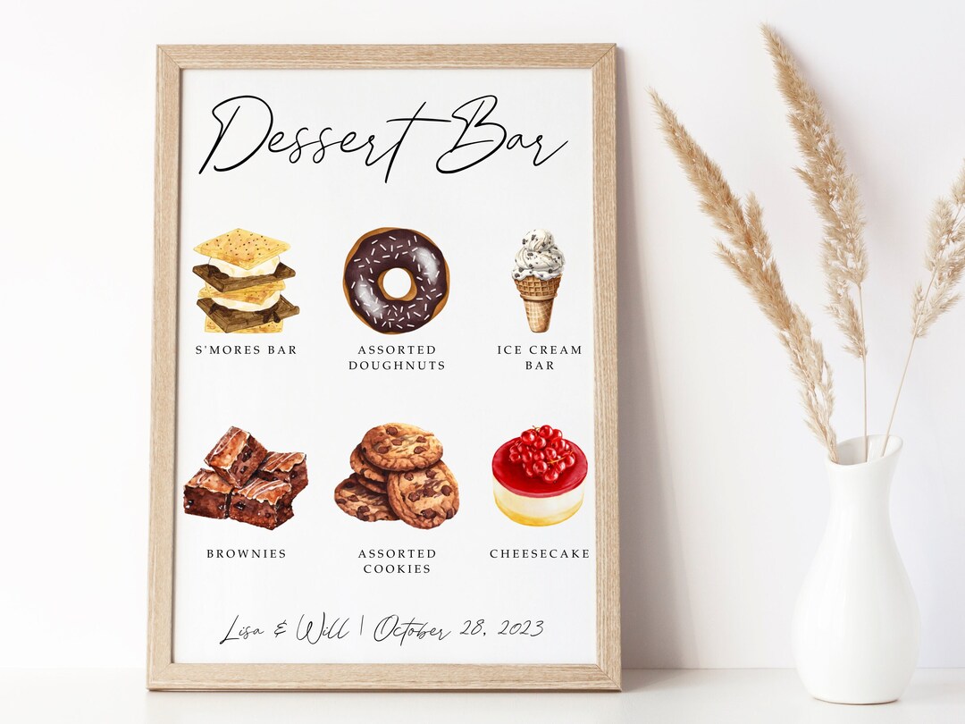 Dessert Bar Sign Template customizable, Desserts Wedding Sign, Dessert ...