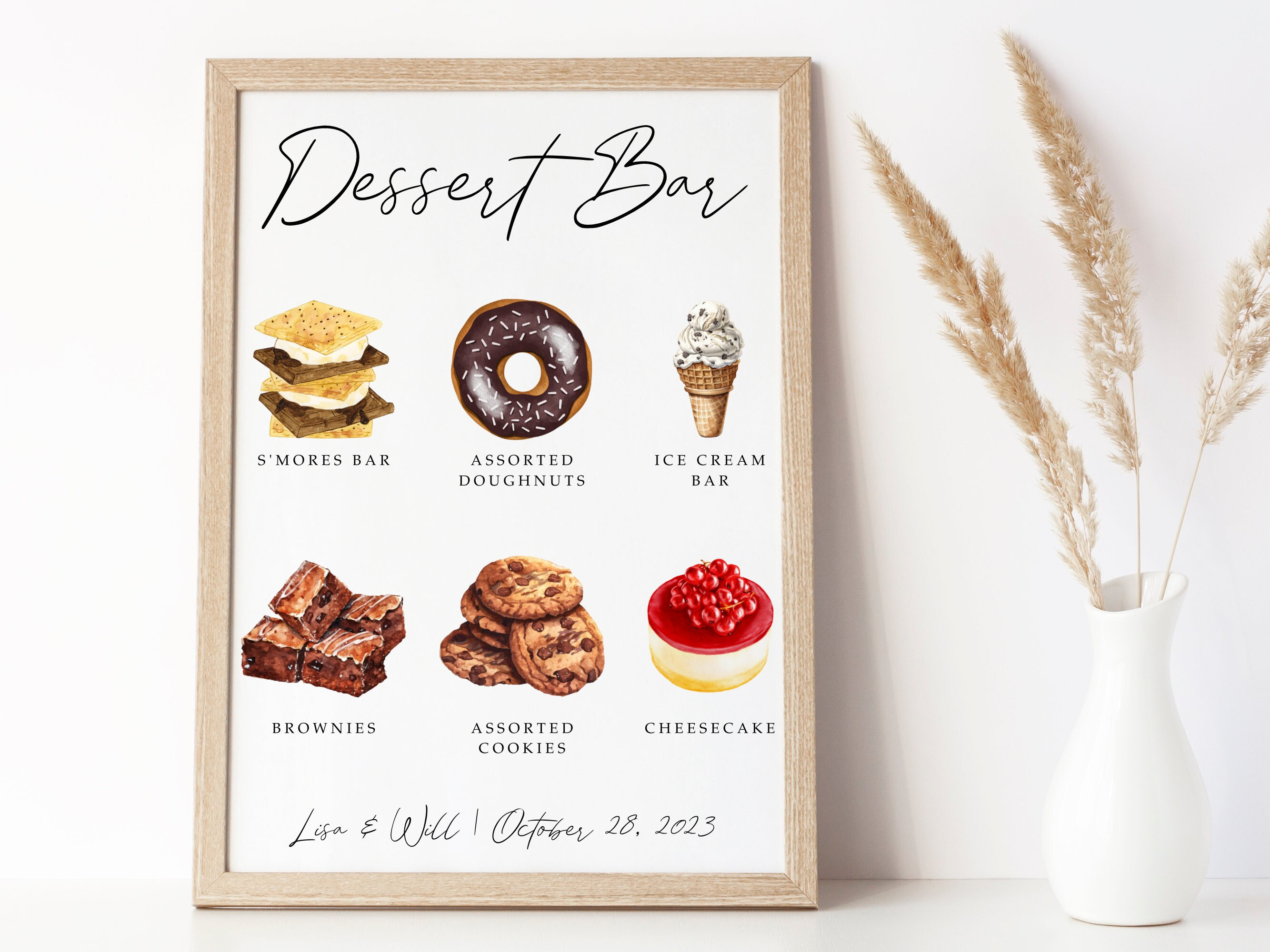 Plantilla de letrero de barra de postres personalizable, letrero de ...