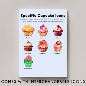 Cupcake Sign Template (customizable, Cupcake Wedding Sign, Cupcake ...