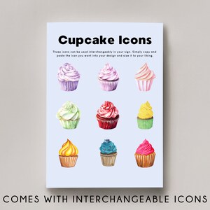 Cupcake Sign Template (customizable, Cupcake Wedding Sign, Cupcake ...