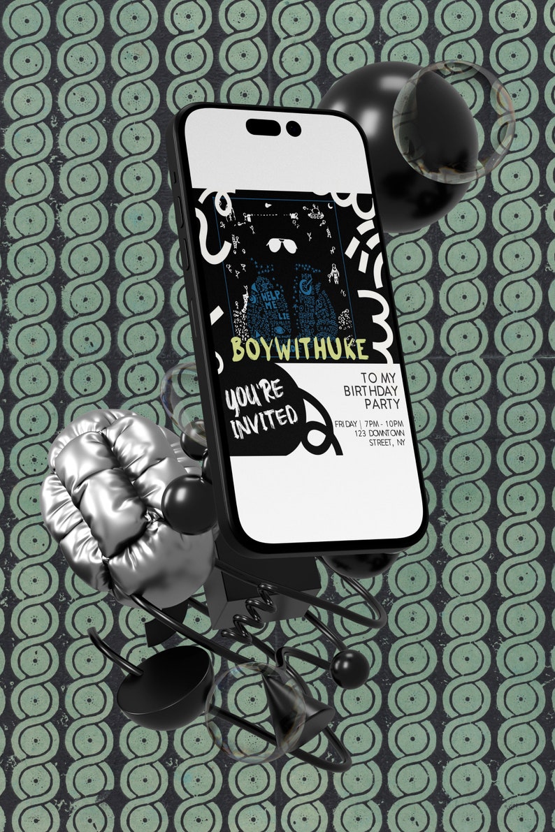 BOYWITHUKE Birthday Party Invitation Digital Download Customizable PNG ...