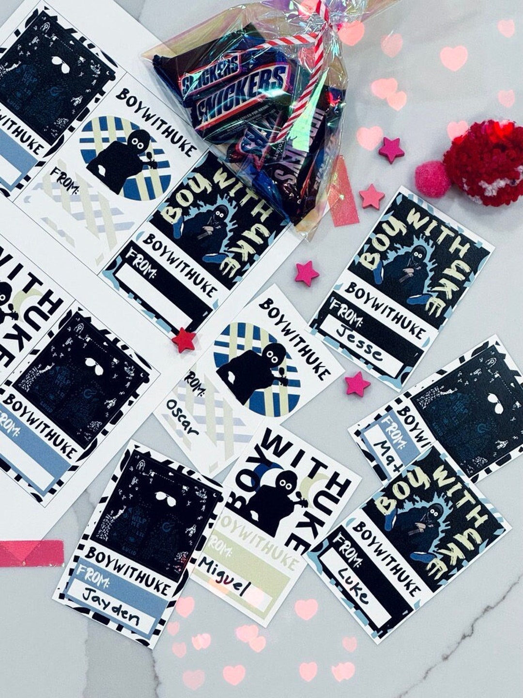 BOYWITHUKE Valentines Cards Party Bag Labels Digital Download Two ...