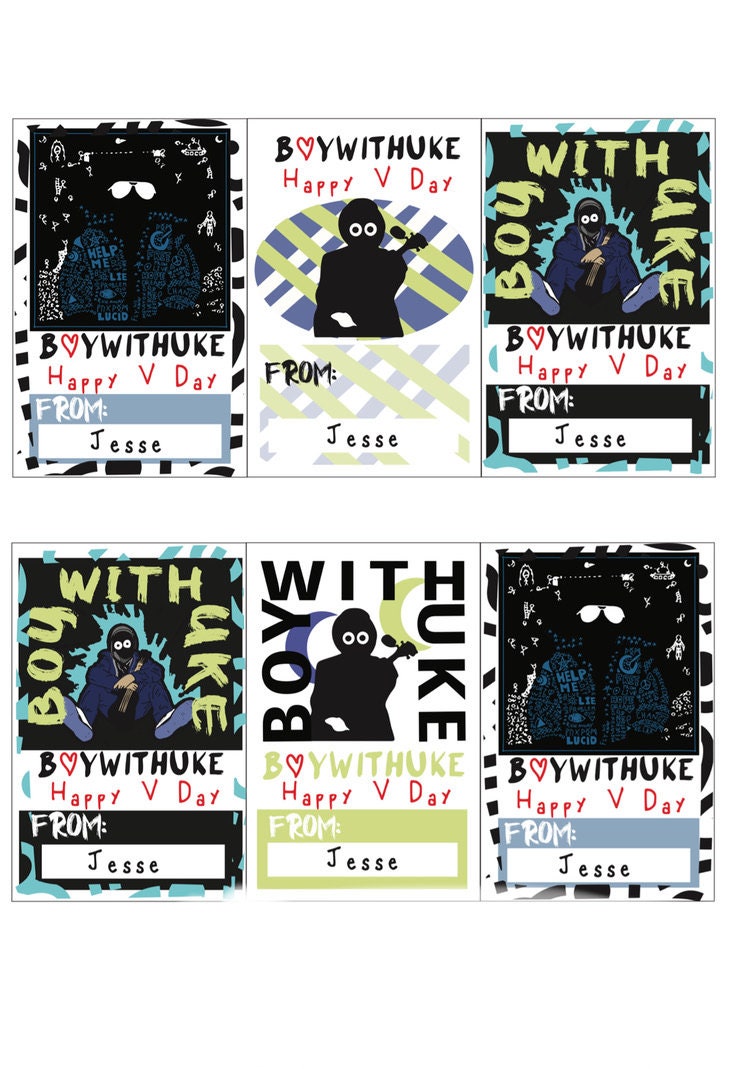 BOYWITHUKE Valentines Cards Party Bag Labels Digital Download Two ...