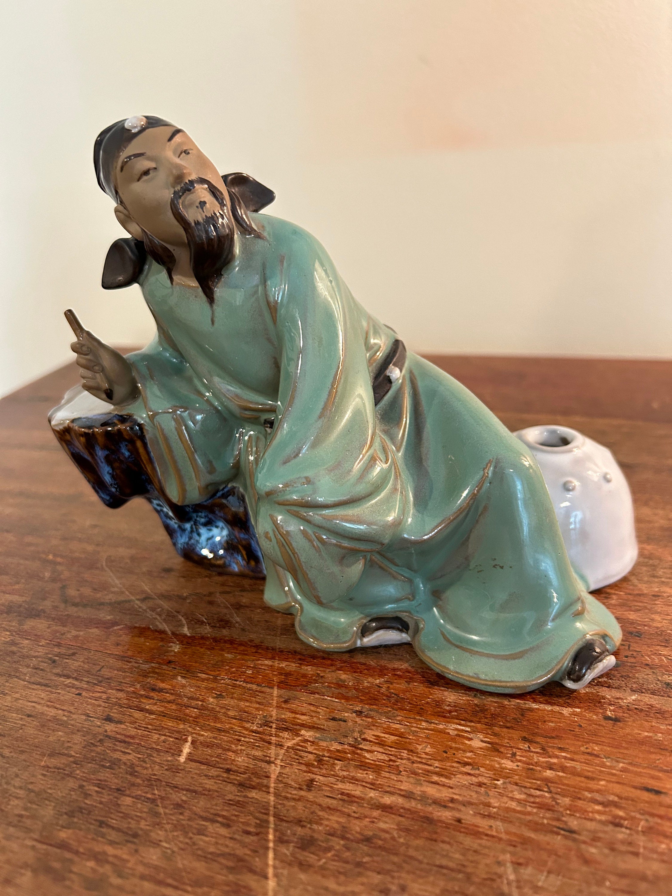 Vintage Chinese Mudman Shiwan Reclining Figure - Etsy