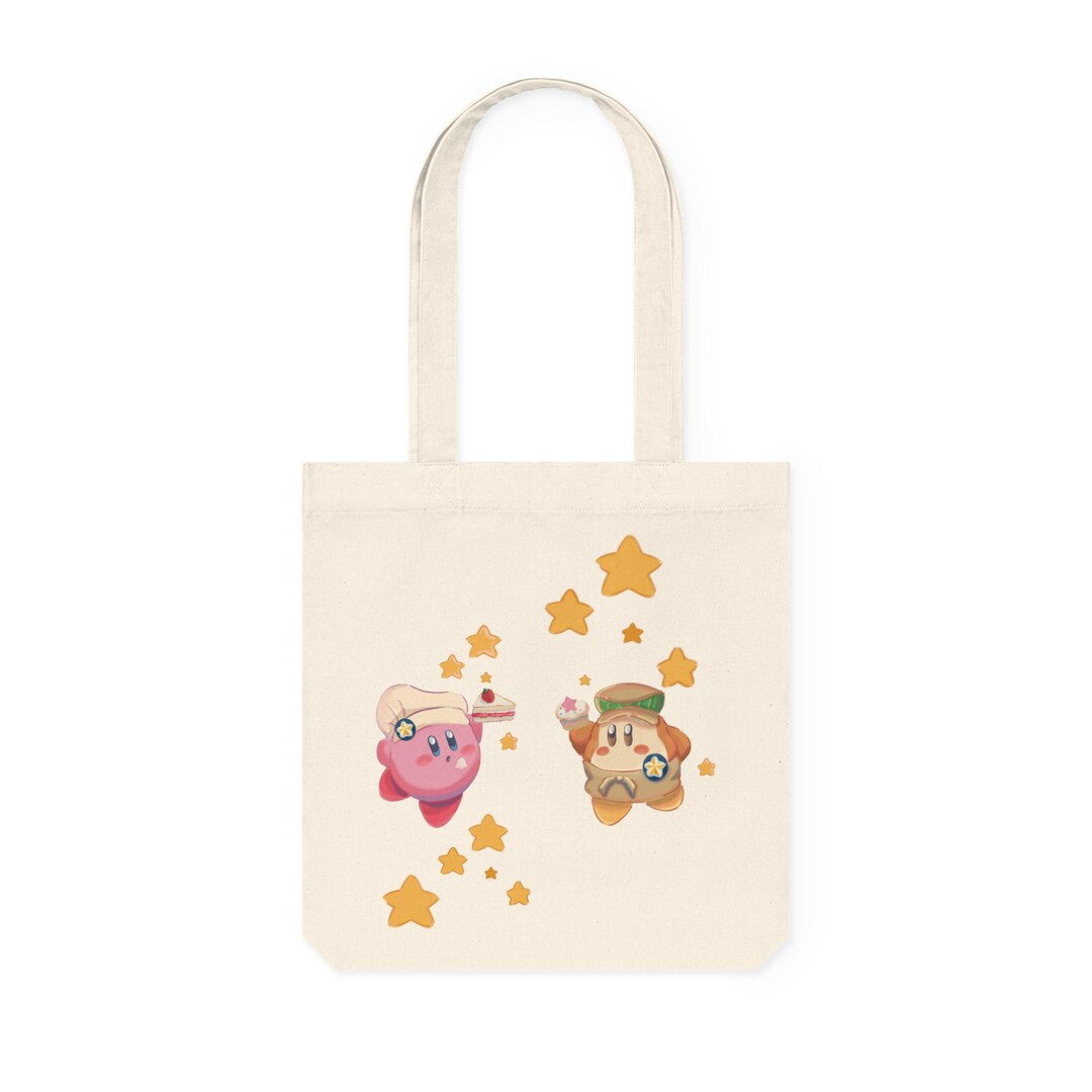 Kirby Inspired Woven Tote Bag, Cute Aesthetic Star Love Cake ...