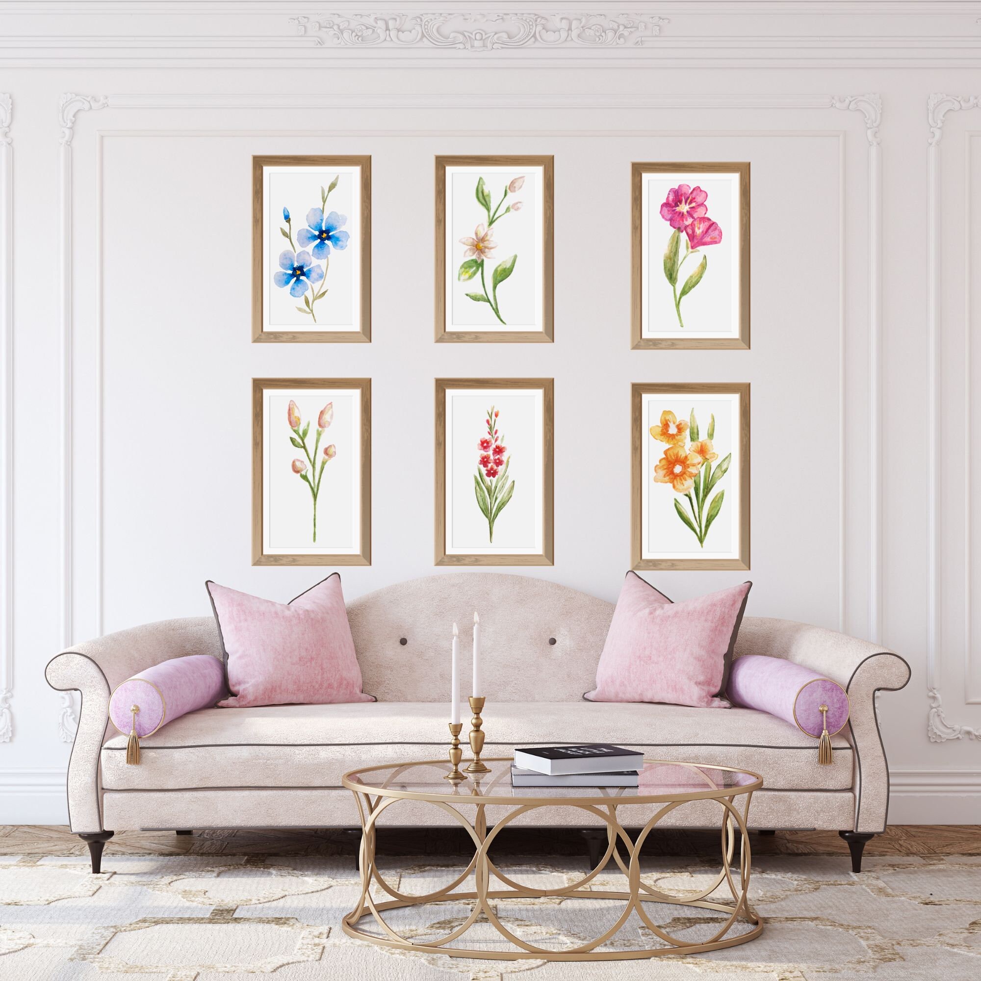 6 Piece Printable Flower Wall Art Set, Botanical Farm House Art ...