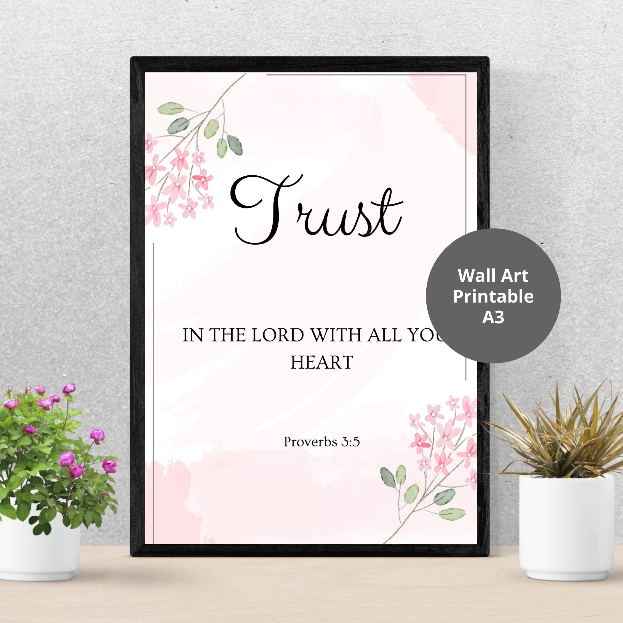 Printable Artwork Digital Download Bible Verse Proverbs 3:5 for ...