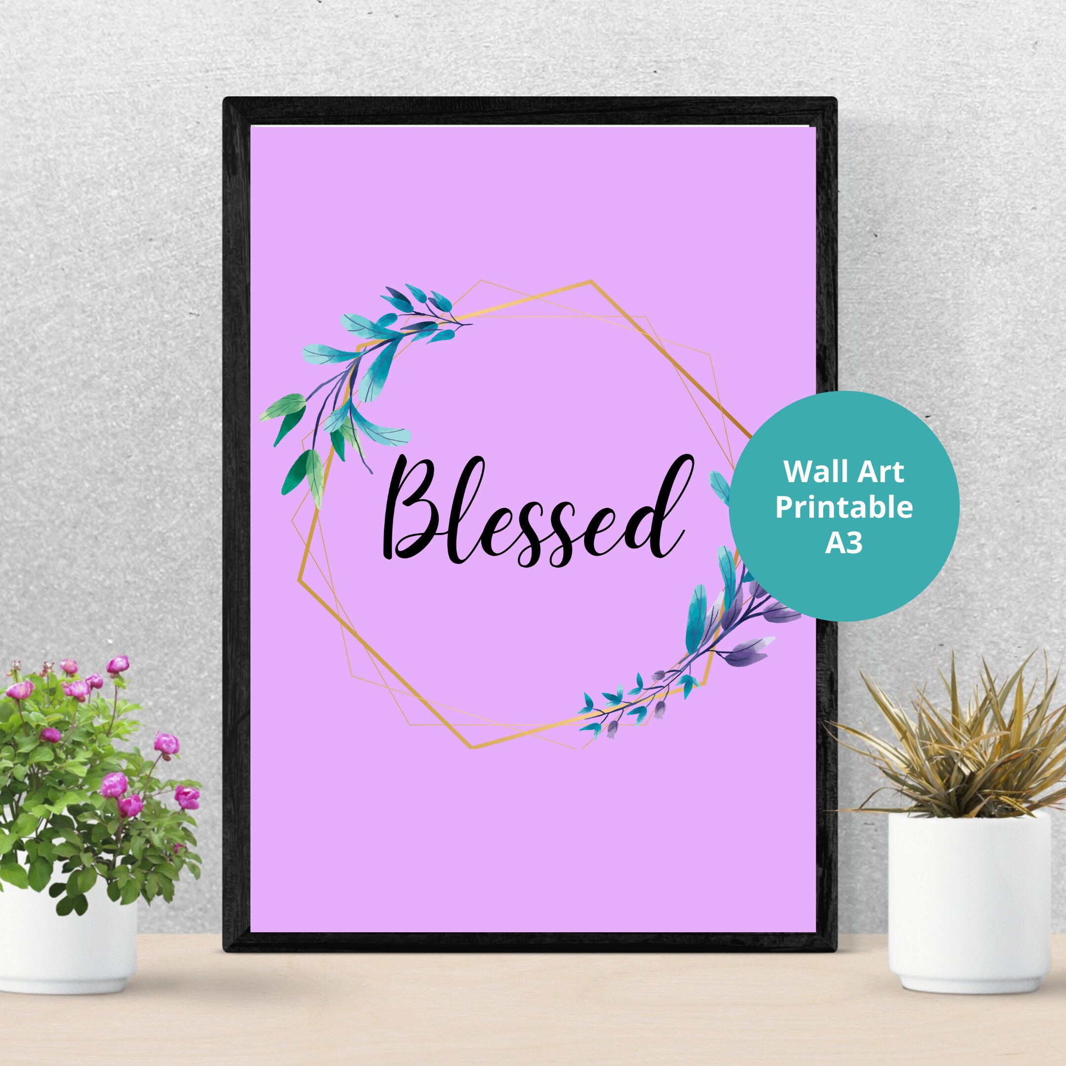 Printable Artwork Digital Download Blessed for Religious Home Decor ...