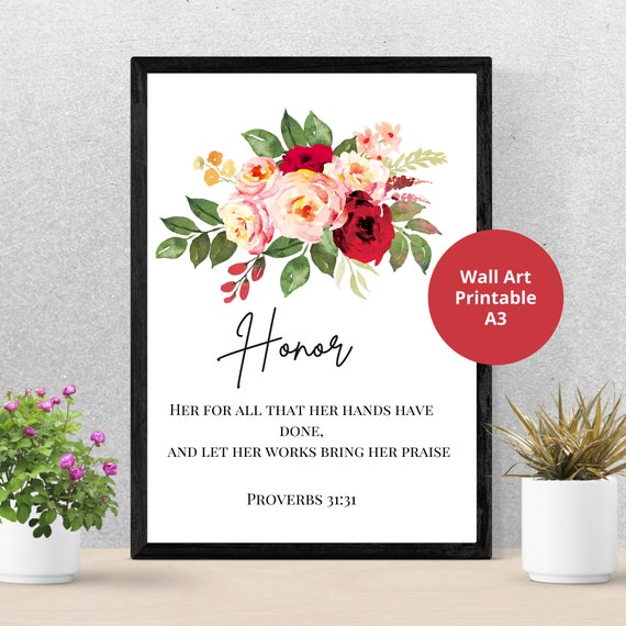 Printable Artwork Digital Download Bible Verse Proverbs 31:31 | Etsy