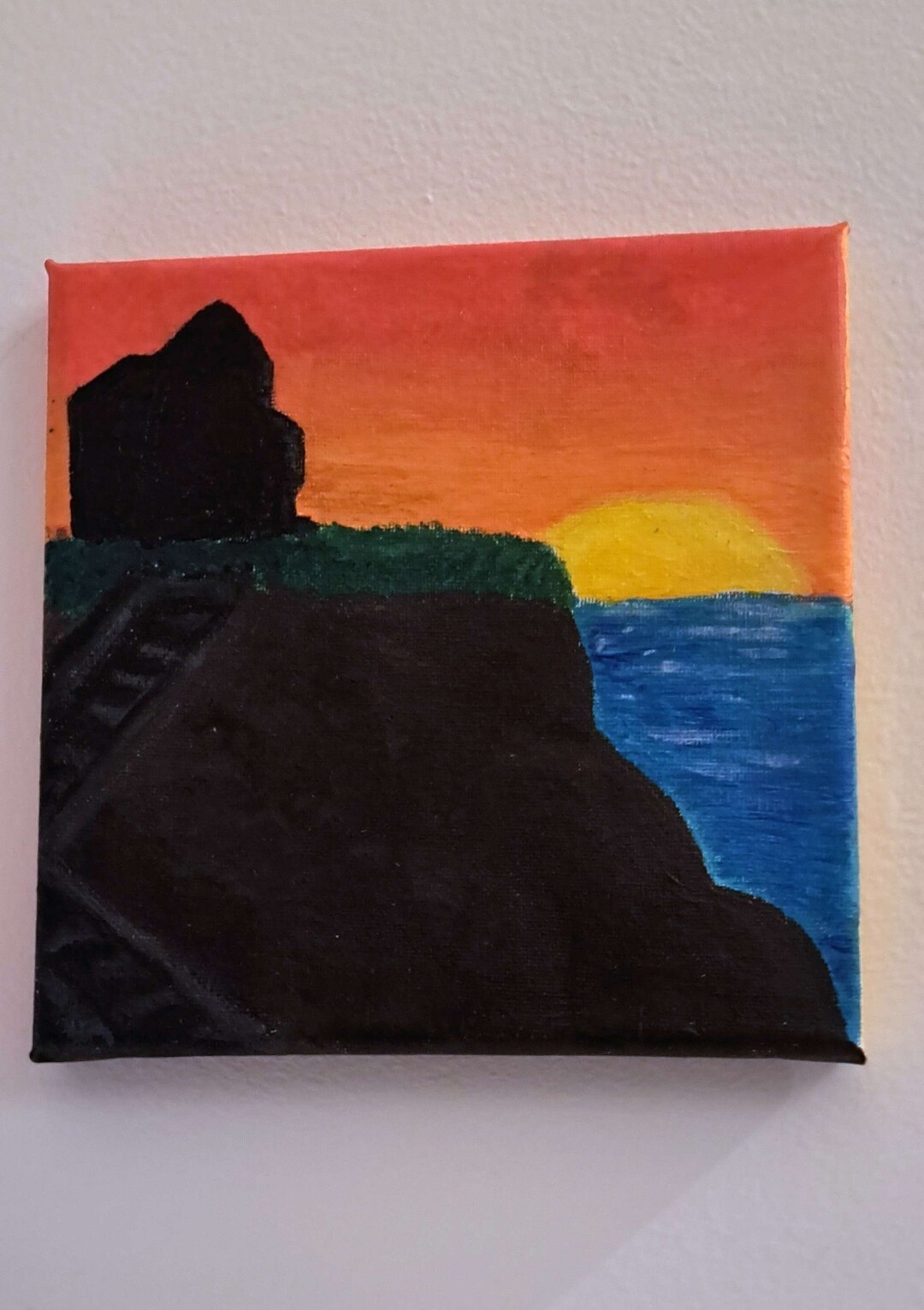 Sunset Cabin Ocean (7x7) Acrylic on Canvas - Etsy