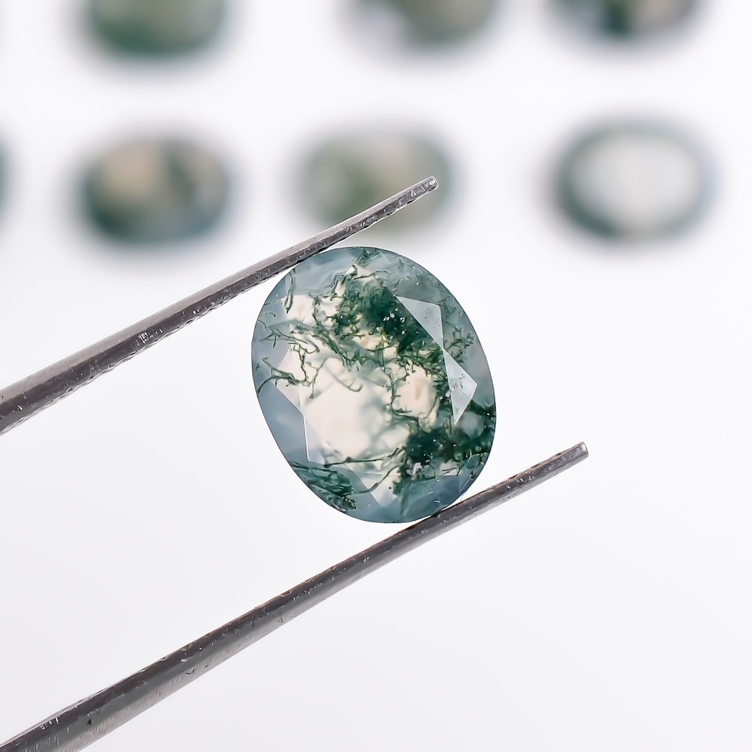Green Moss Agate Oval Cut, Moss Agate Loose Gemstone Size 10X8X4 MM, Natural Moss Agate Oval ...