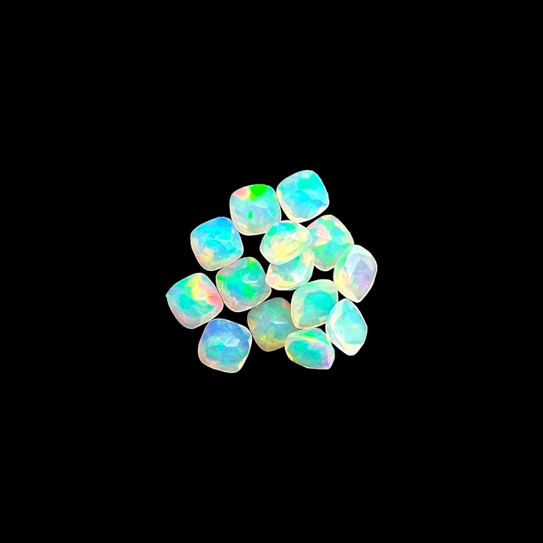 Ethiopian Opal Cushion Shape Brilliant Cut Gemstone, Natural Fire Play ...