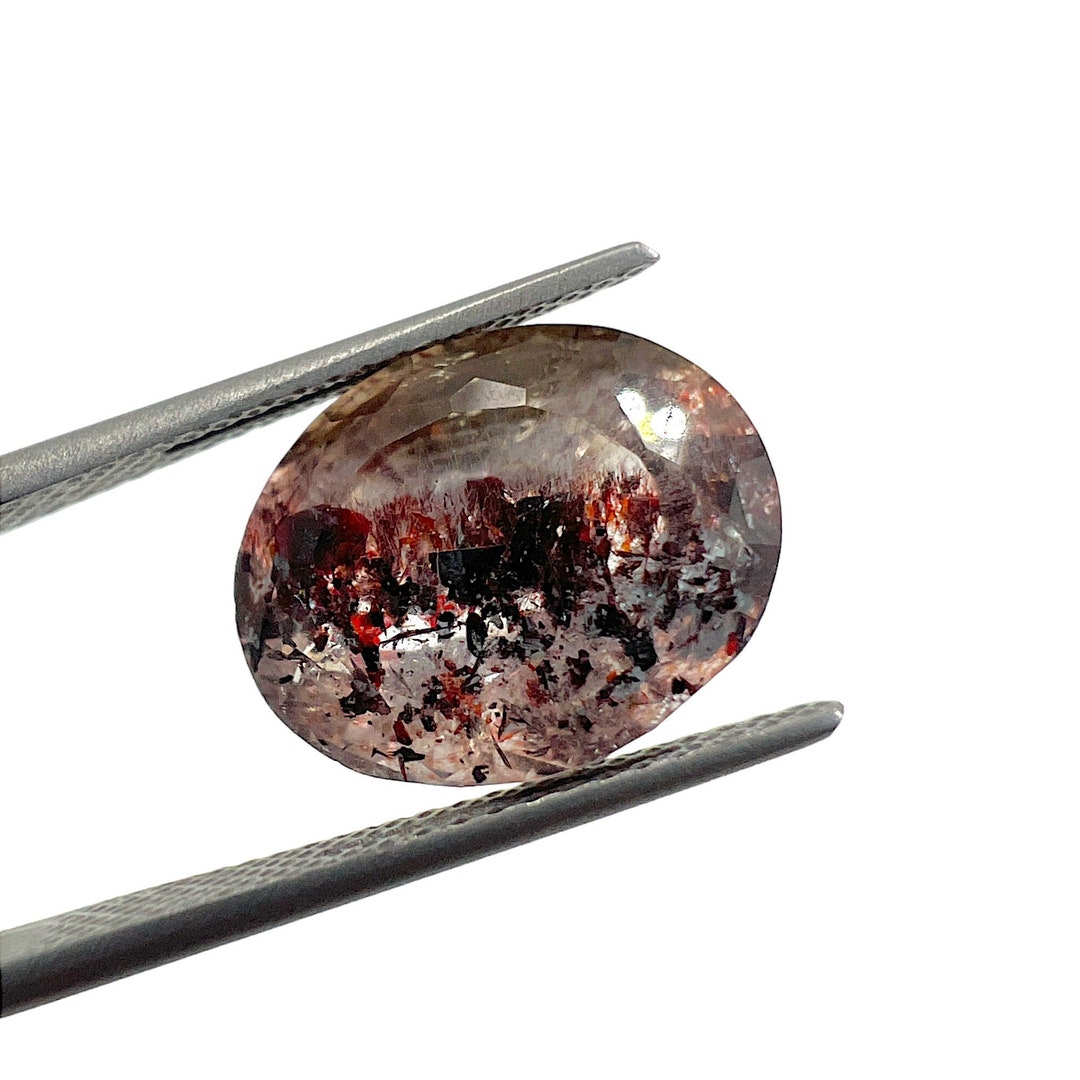 Lepidocrocite Quartz / Cacoxenite Oval Brilliant Cut, Bloodshot Super ...